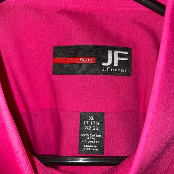jf j.ferrar | Shirts | Jferrar Slim Fit Pink Dress Shirt 717 12 Neck ...